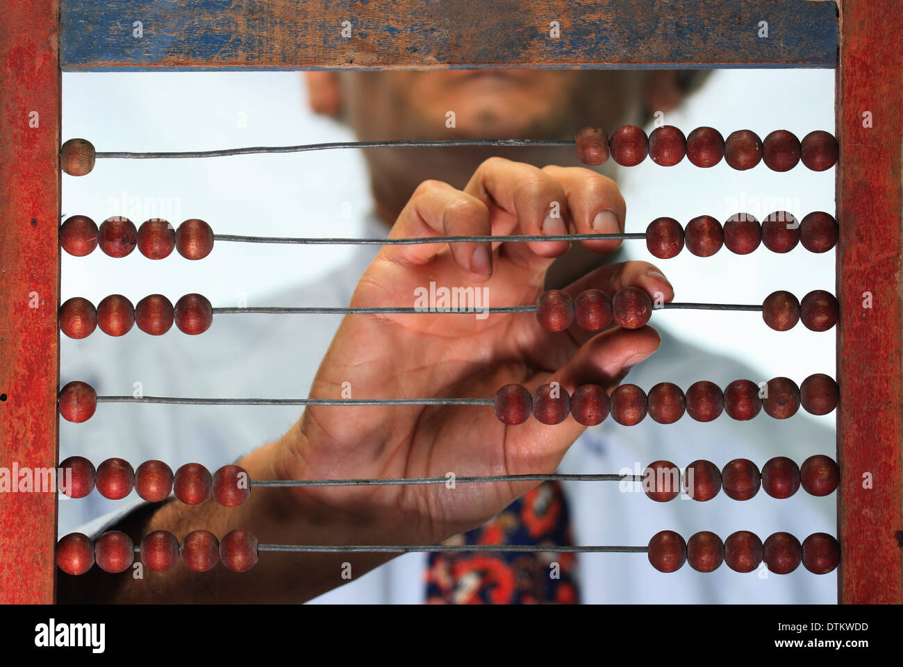 counting with an old wooden abacus Stock Photo - Alamy
