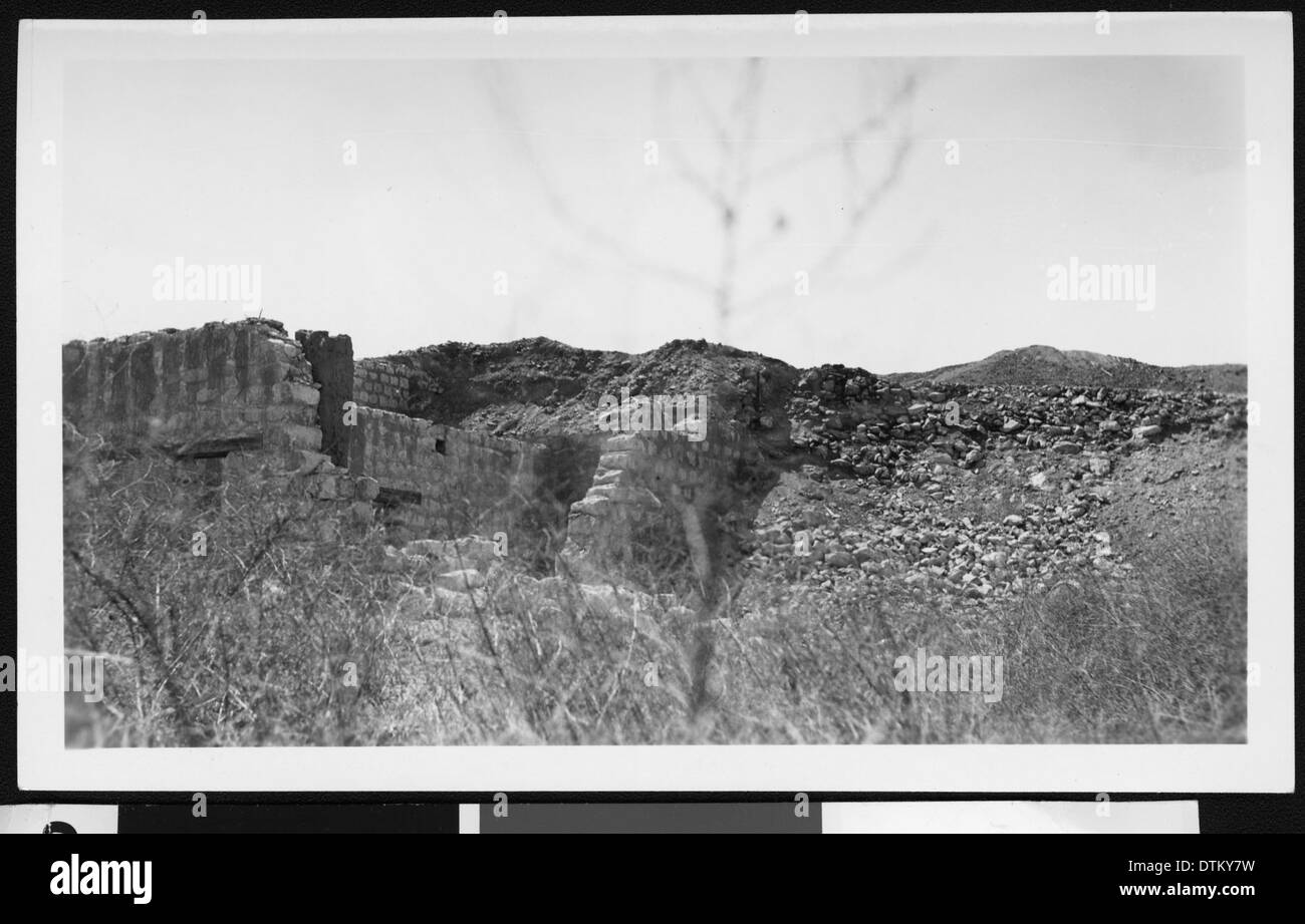 A photograph of the ruins of a large stamp mill at Old Picacho, taken ...