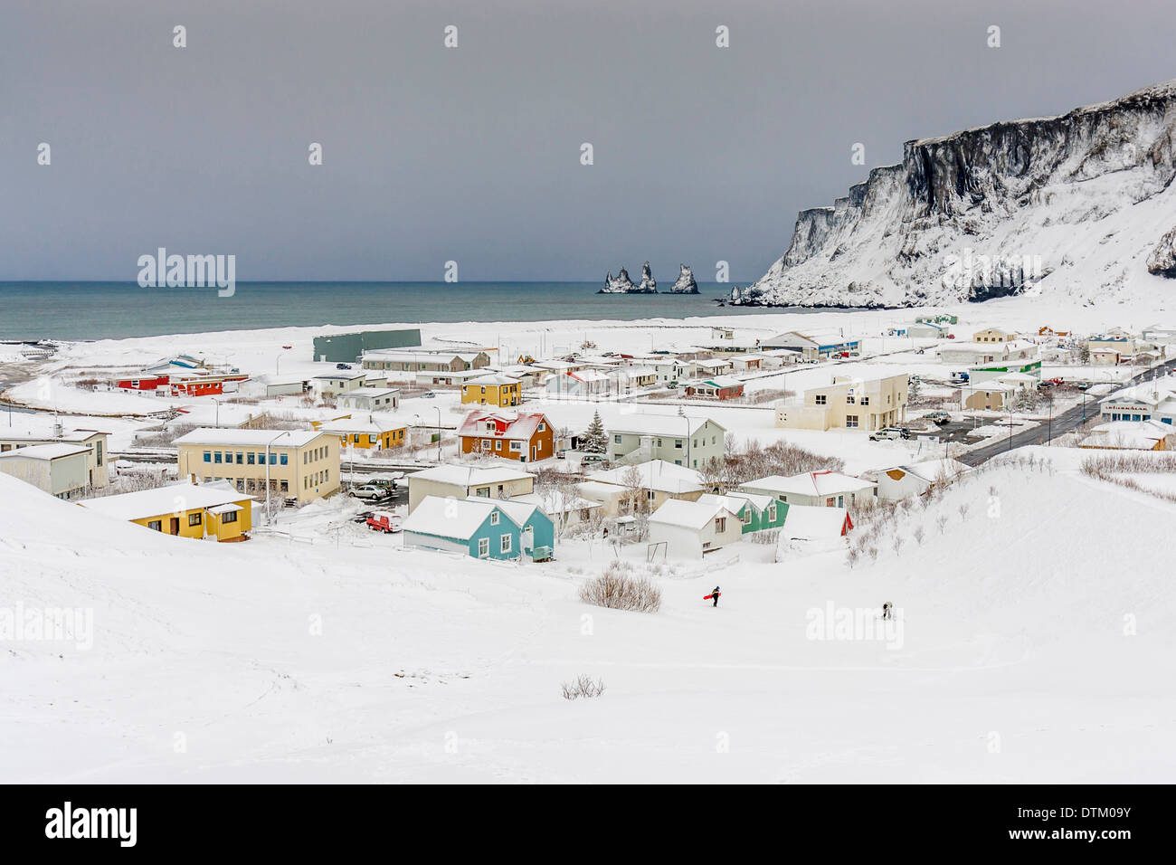 The Town Of Vík í Mýrdal In Winter, Iceland Stock Photo - Alamy