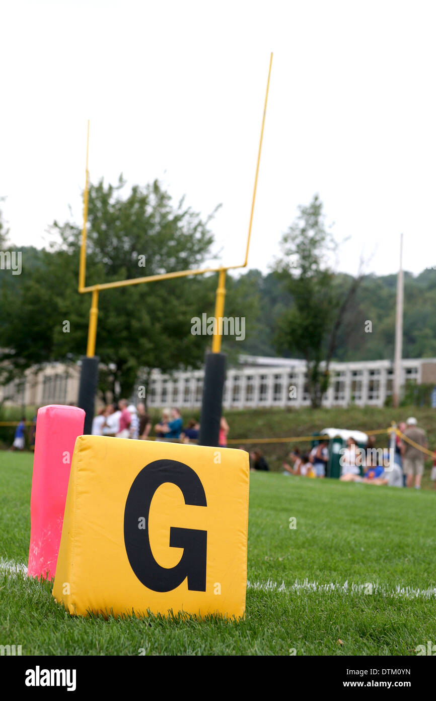 Goal Line with backdrop of Goal Post Stock Photo - Alamy