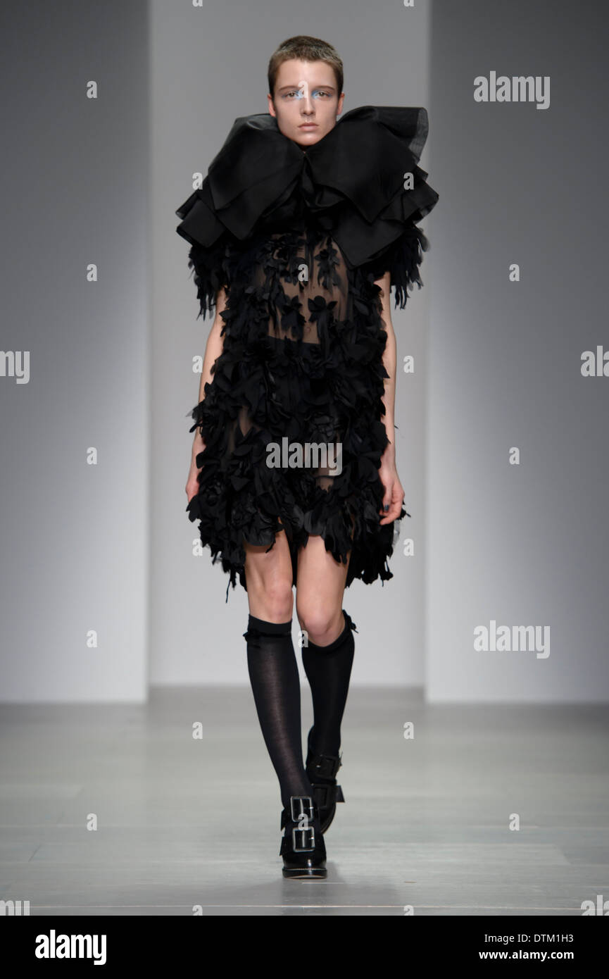A model wears a design created by John Rocha during London Fashion Week ...