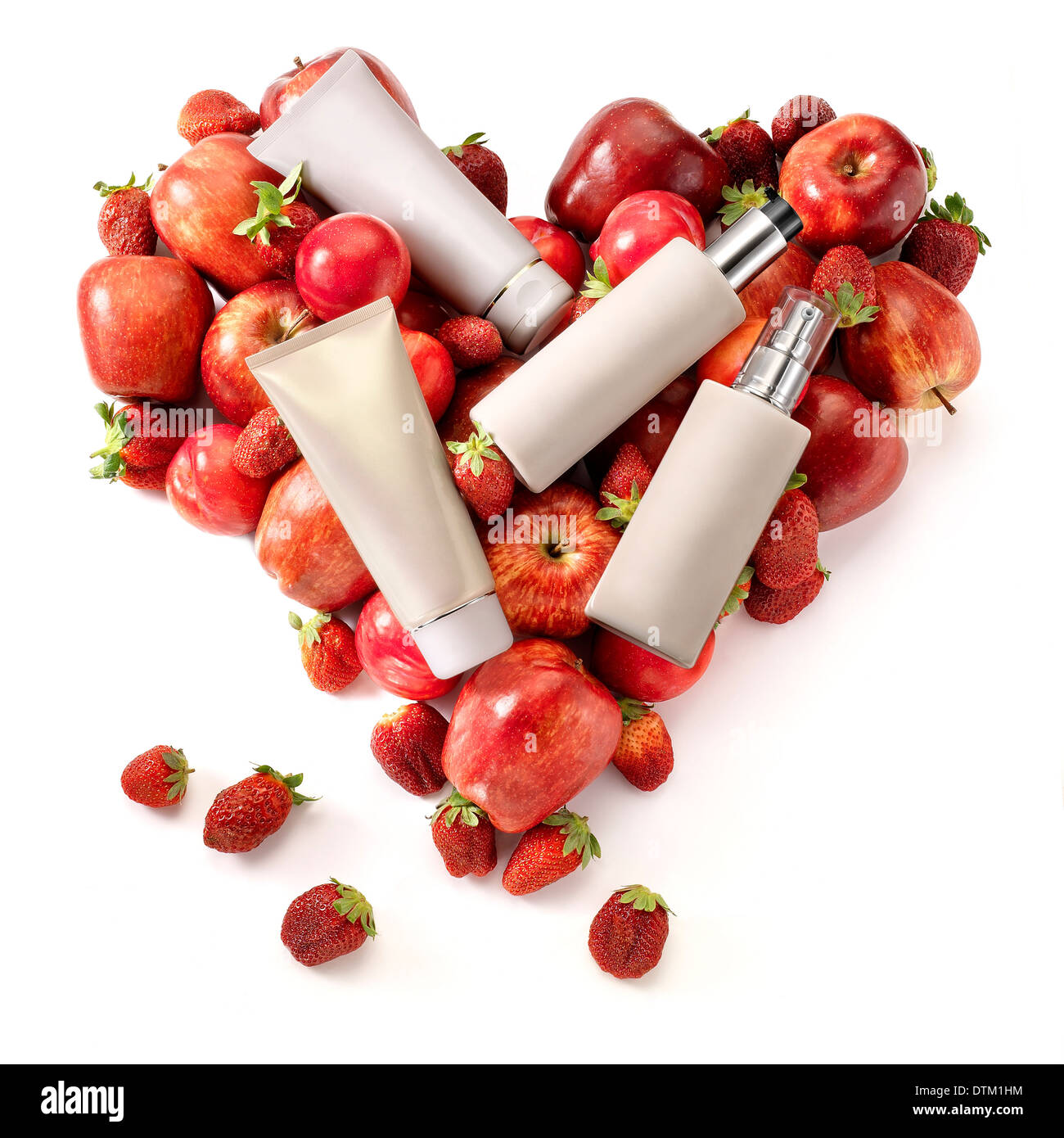 Generic cosmetics containers in a healthy heart concept Stock Photo - Alamy