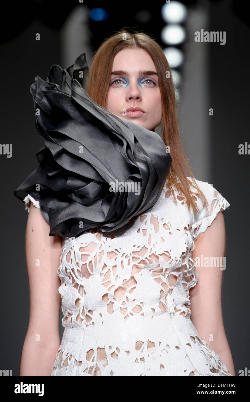 A model wears a design created by John Rocha during London Fashion Week ...
