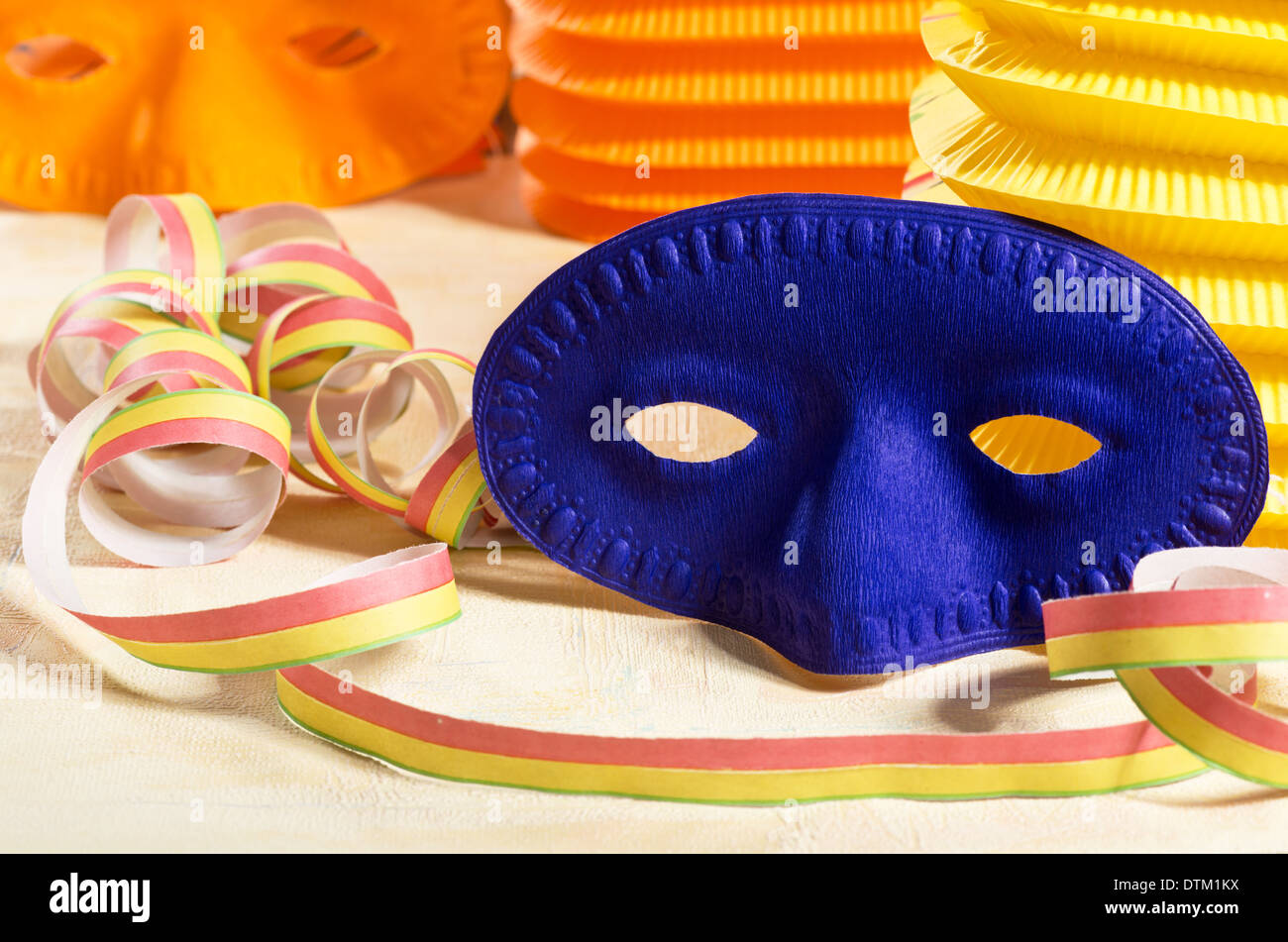 blue carnival mask with colored carnival glitter Stock Photo - Alamy