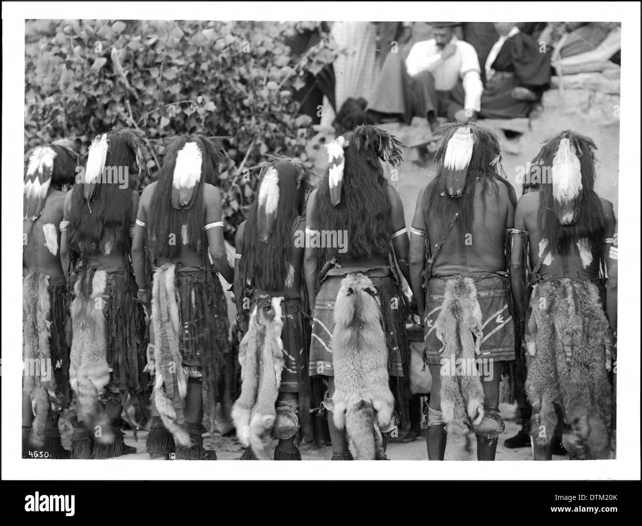 Snake priests in line before Kiva at the pueblo of Walpi, Arizona, ca ...