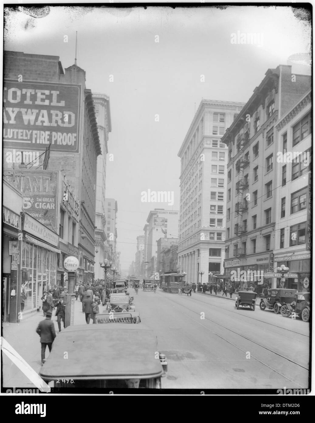 A view of Spring Street looking north from Sixth Street, captured ...