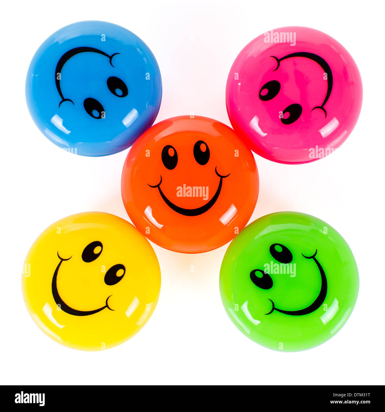 Colorful smileys isolated on white background Stock Photo - Alamy