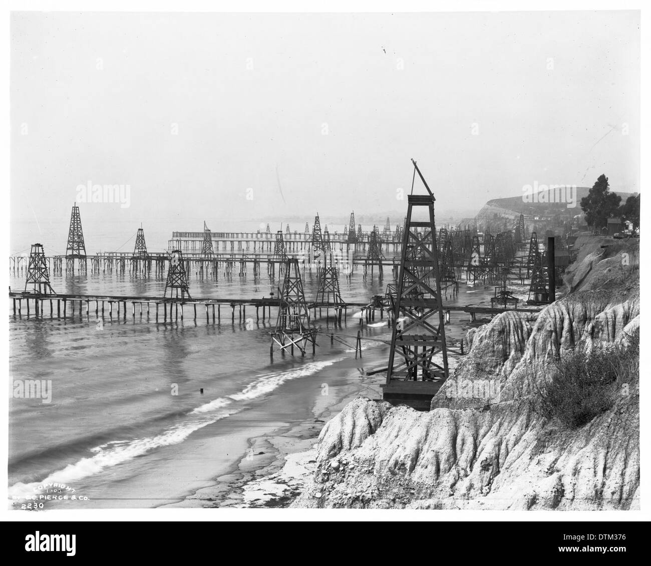 A photograph of the Summerland oil wells on the Pacific coast, taken ...