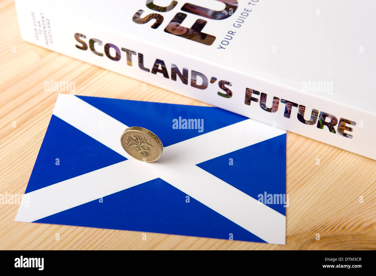 Scotland Independence generic image of a pound coin on a Scottish flag ...