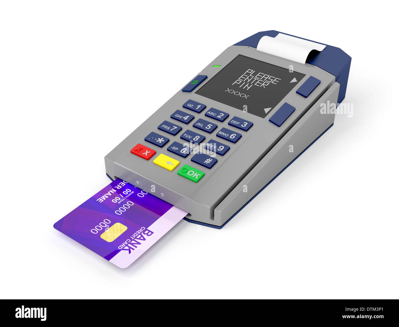 Credit card and card reader on white background Stock Photo - Alamy