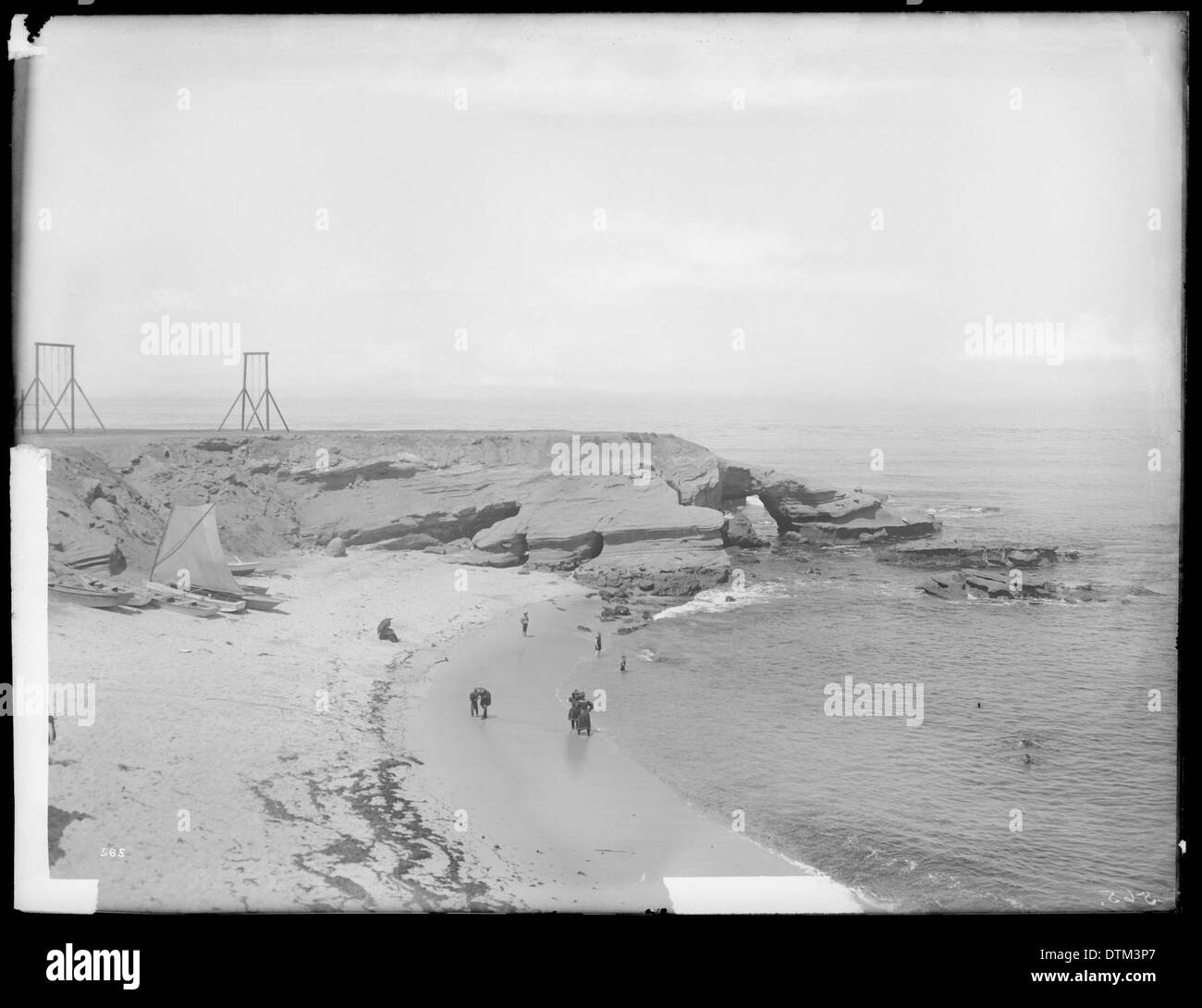 The cove and Alligator Head rock formation in La Jolla, captured around ...