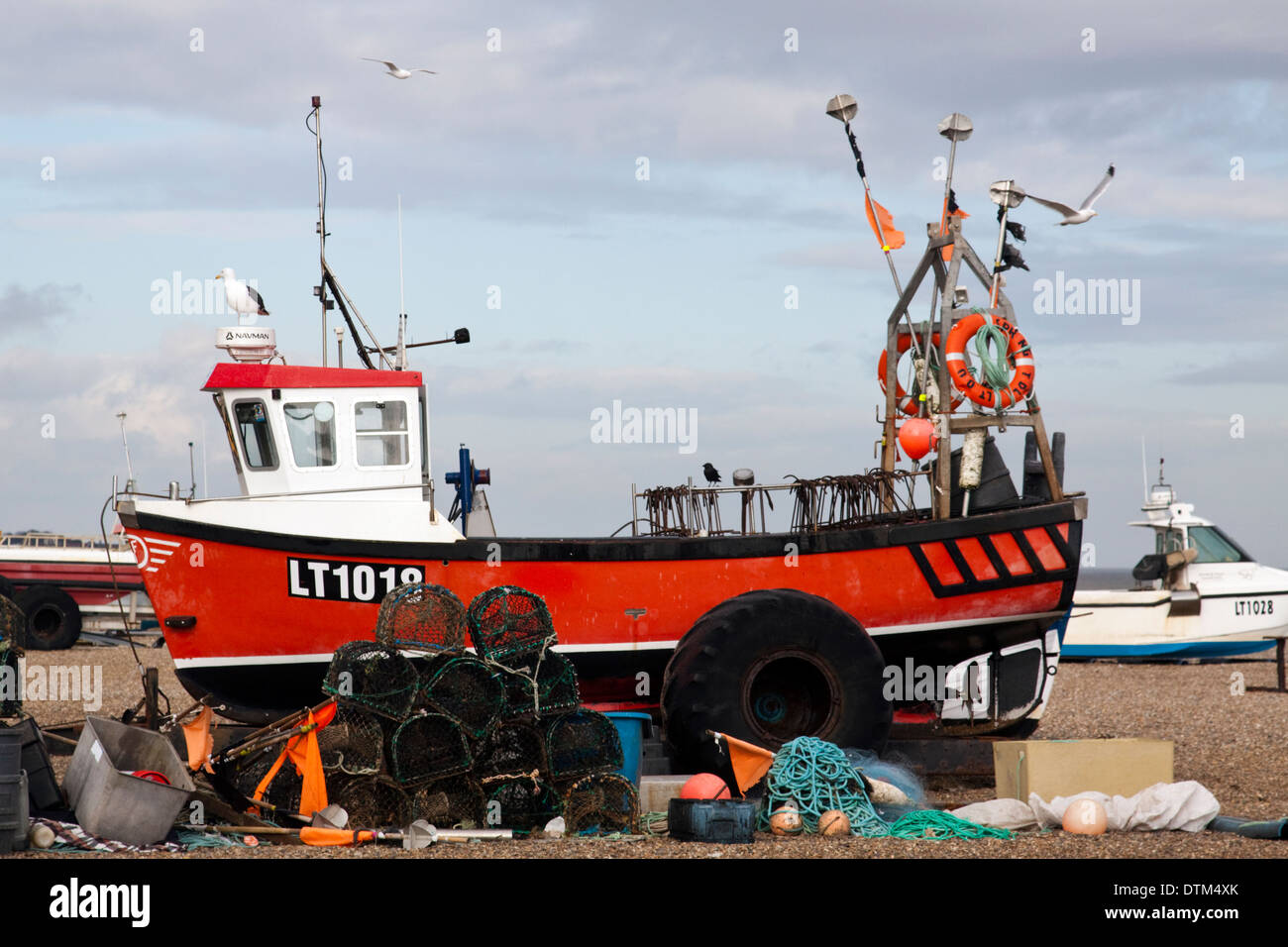 Aldeburgh fishing boat "Spring Tide" on tractor trailer with fishing ...