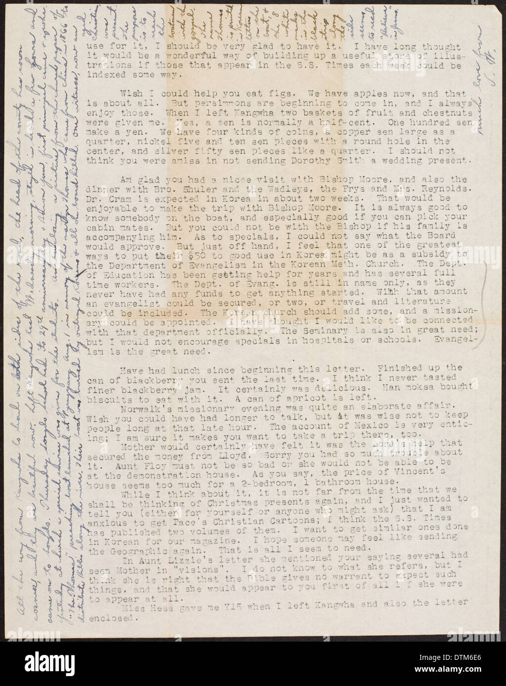V.W. Peters, letter, 1935.10.7, Songdo, Korea, to Father, Rosemead ...