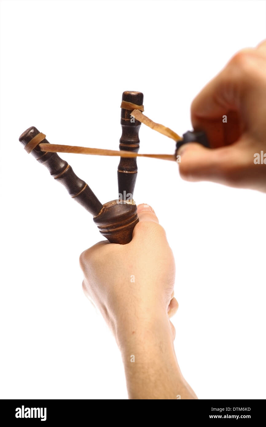 Color shot of a vintage slingshot, on white Stock Photo - Alamy