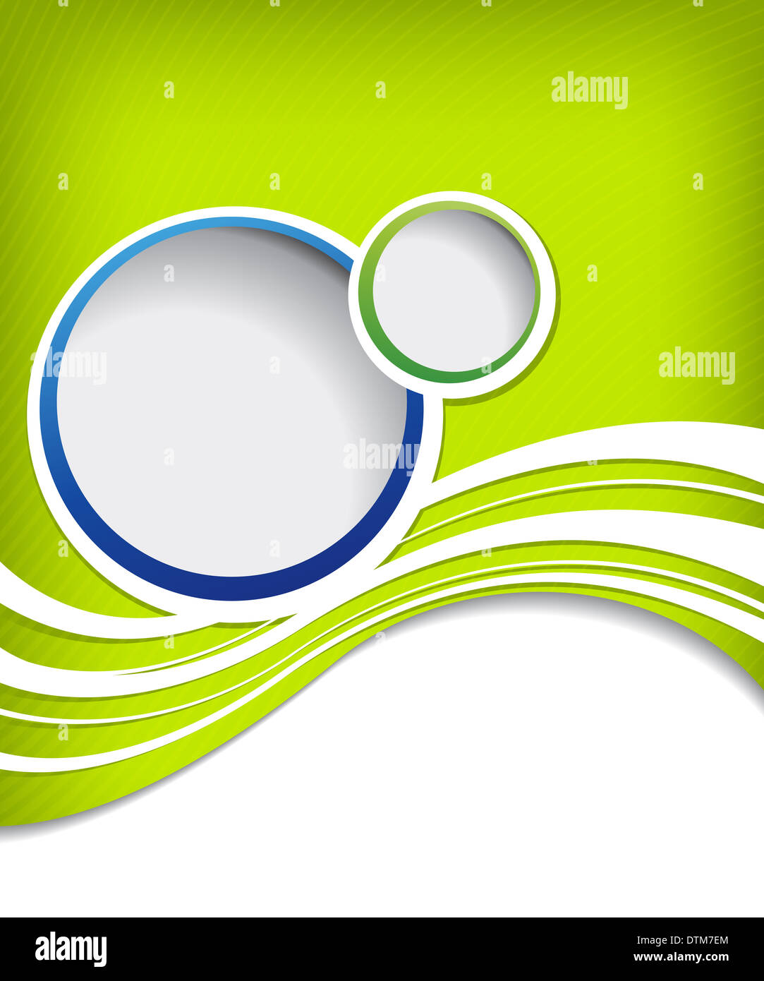 Blue circle on green wave background - flyer design Stock Photo - Alamy