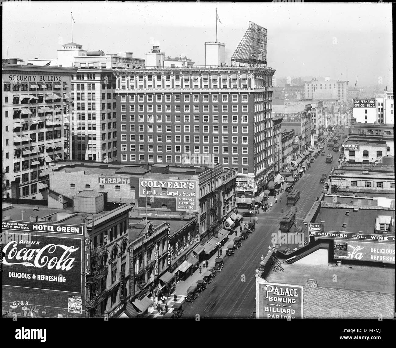 A photograph showing a view of Main Street in Los Angeles, taken from ...