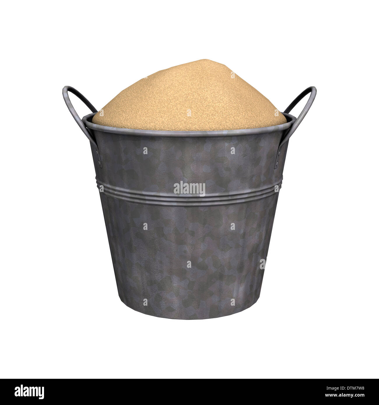 3D digital render of a pail full of sand isolated on white background ...