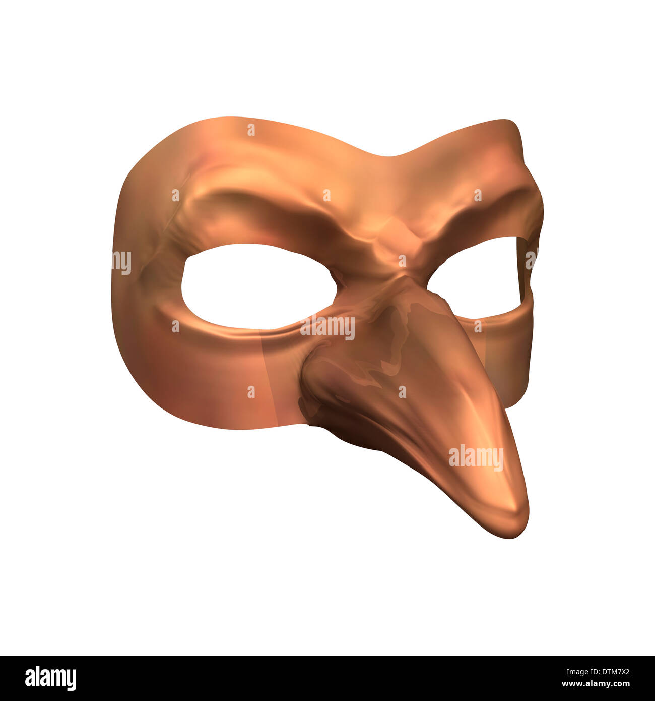 3D digital render of an evil golden carnival mask isolated on white ...