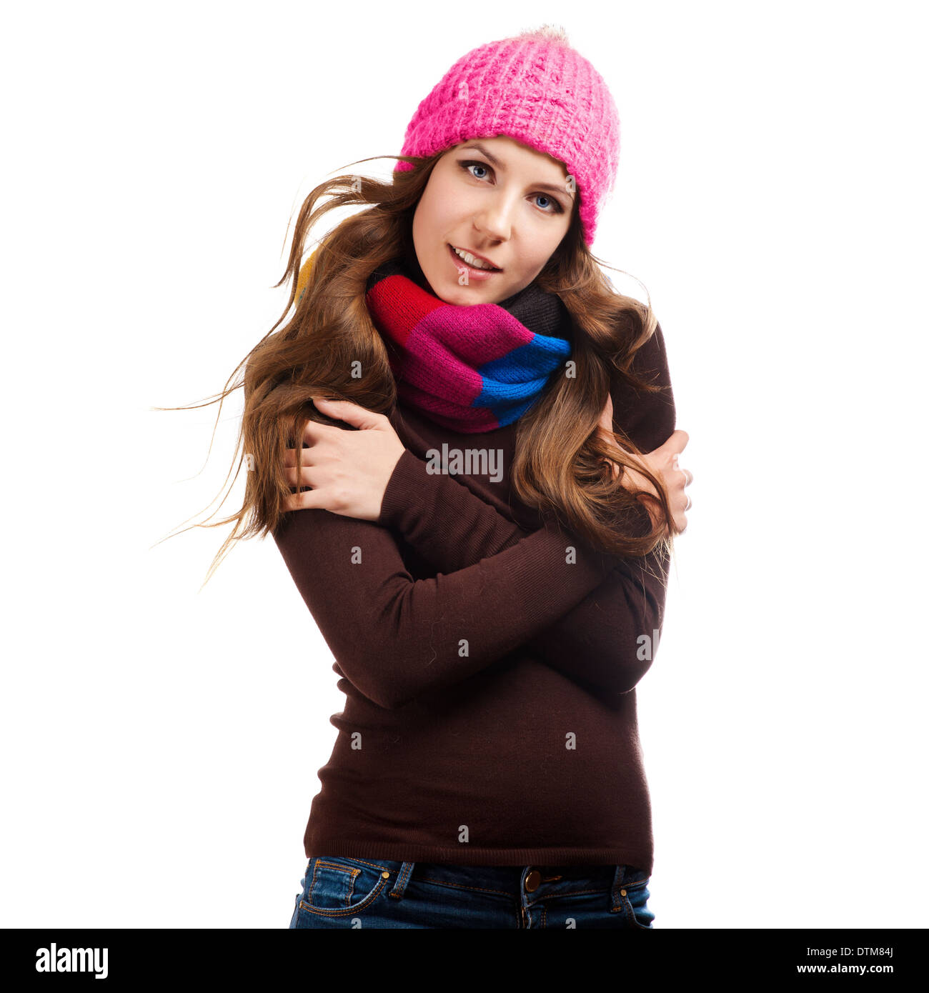 beautiful woman in warm clothing closeup portrait Stock Photo - Alamy