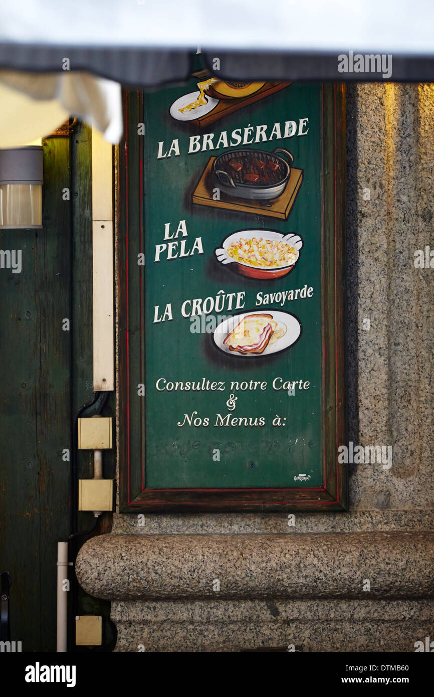 A restaurant menu in Chamonix, France Stock Photo - Alamy