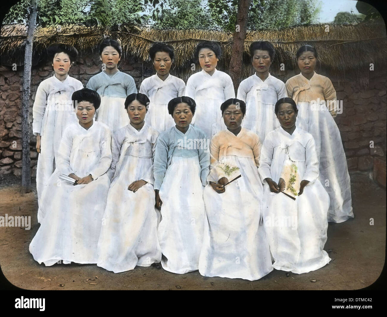 A photograph of women workers in the Haiju District of Korea, captured ...