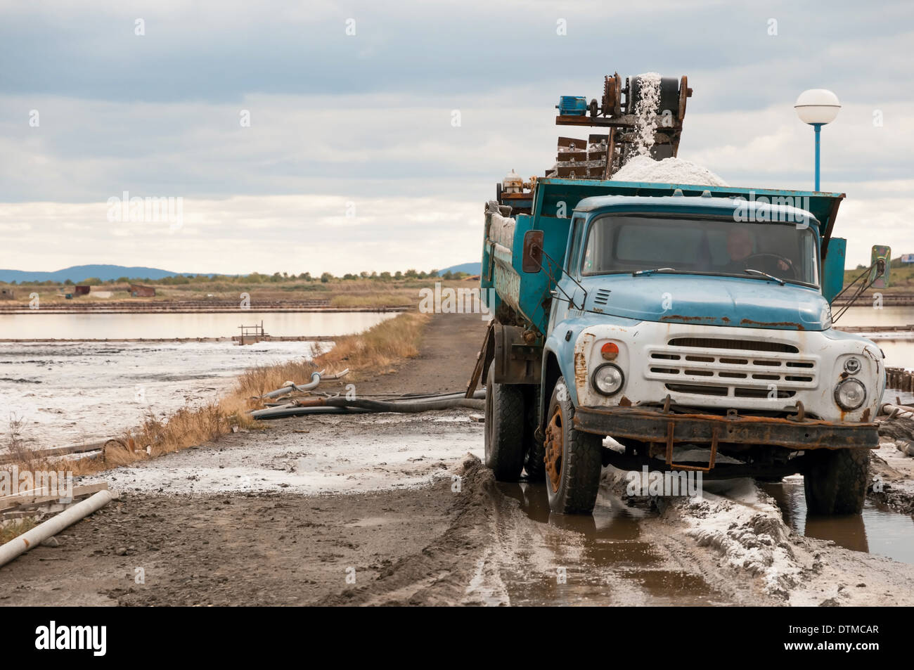 Extraction of salt from the salt lakes Stock Photo - Alamy