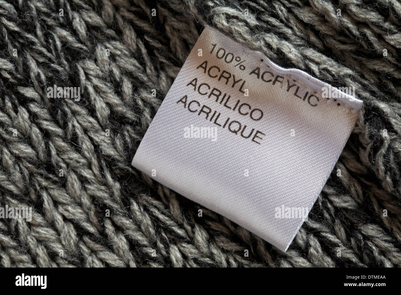 label in garment -100% acrylic Stock Photo - Alamy