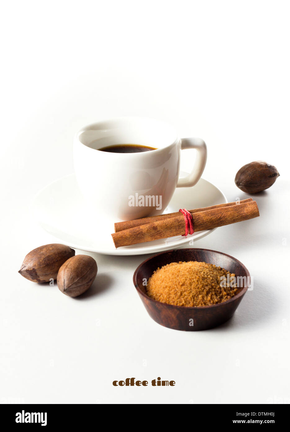 coffee cup and traditional ingredients on white table Stock Photo - Alamy
