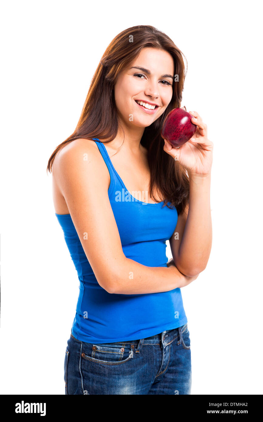 Portrait of a young woman eating an apple hi-res stock photography and ...