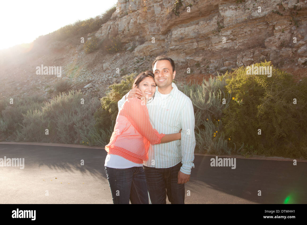 Indian couple hug smile love hi-res stock photography and images - Alamy