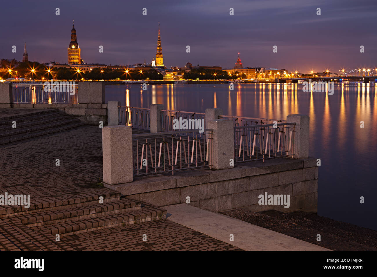 Night Riga cityscape Stock Photo - Alamy