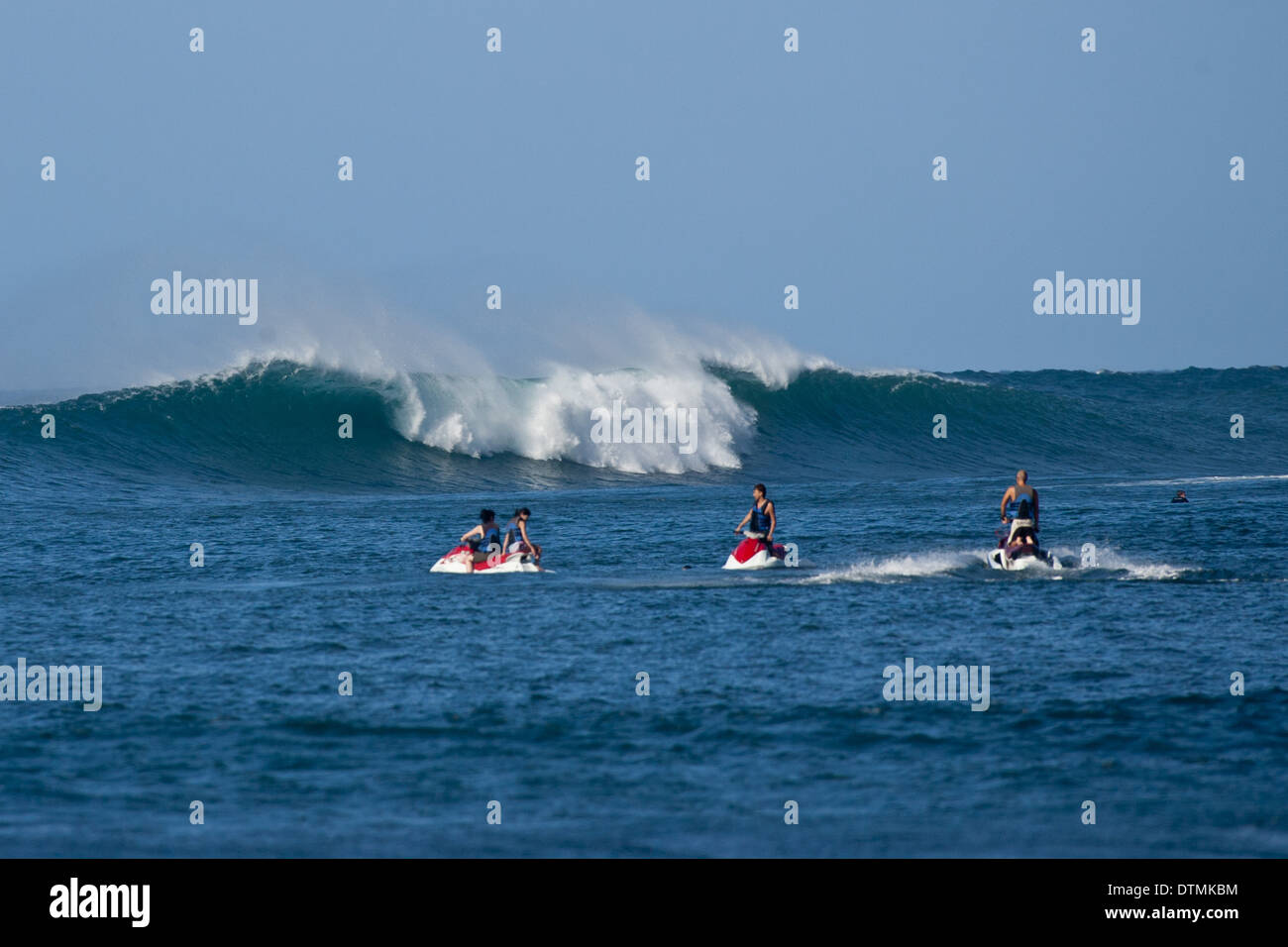 people on waverunners in the ocean beach water sea with waves Stock ...