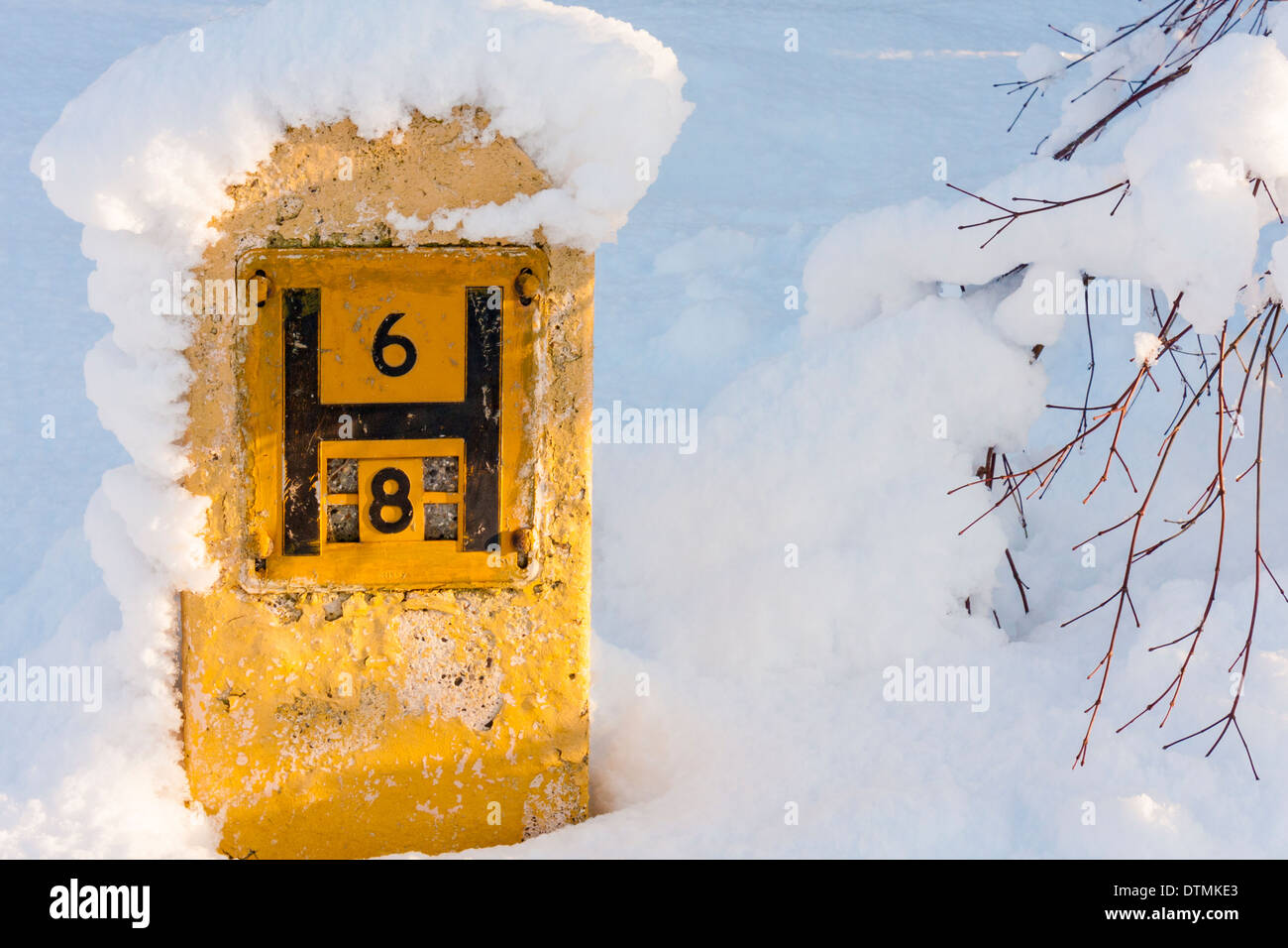 Water Hydrant Sign using imperial measurements Stock Photo - Alamy