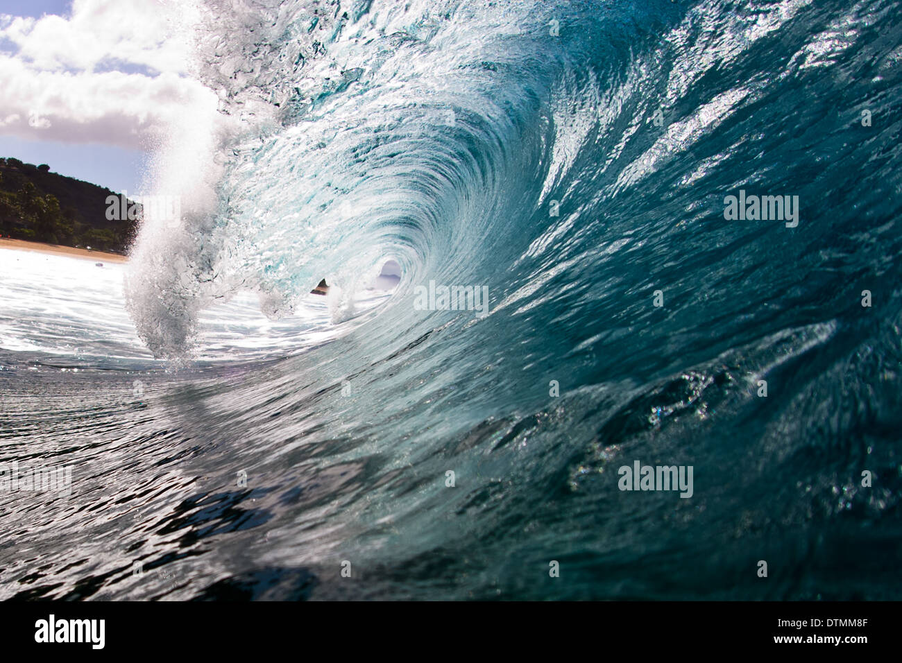 inside a blue wave in hawaii Stock Photo - Alamy