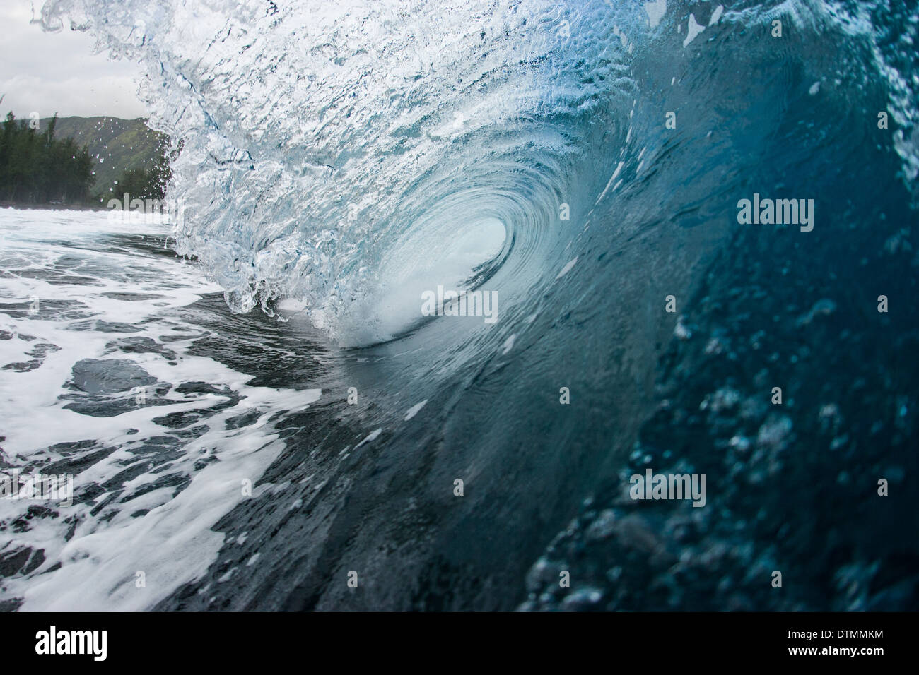 large blue and white waves in hawaii inside the barrel of the wave ...