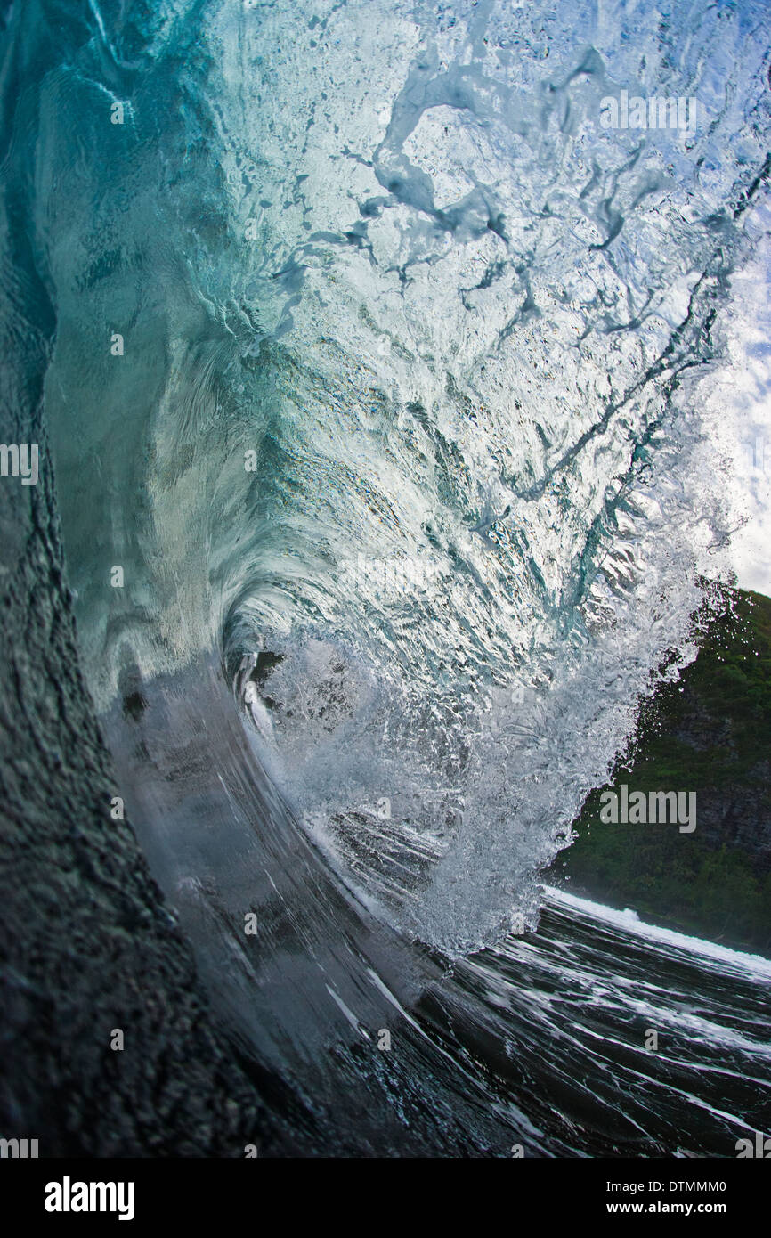 large blue and white waves in hawaii inside the barrel of the wave ...