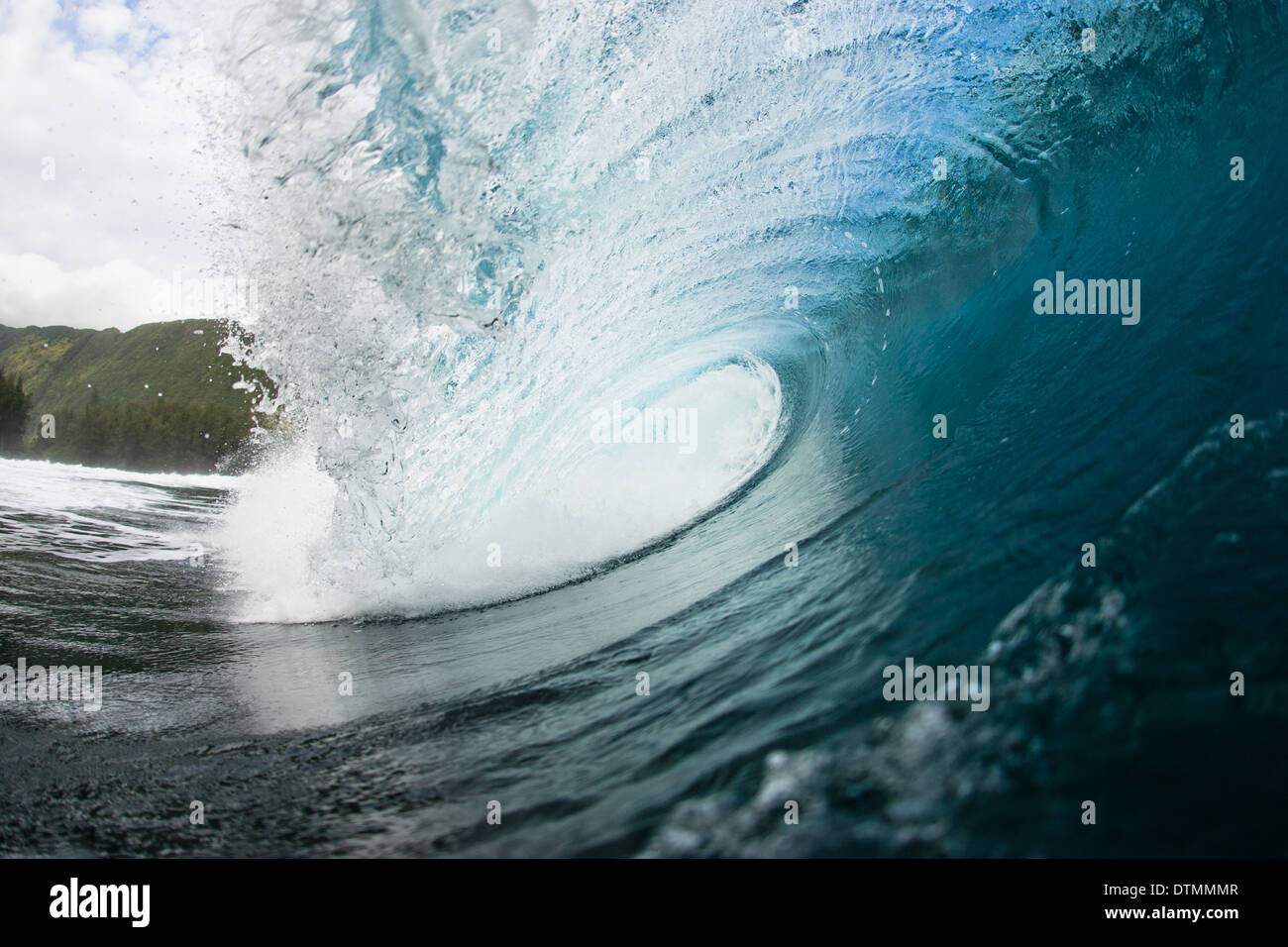 large blue and white waves in hawaii inside the barrel of the wave ...