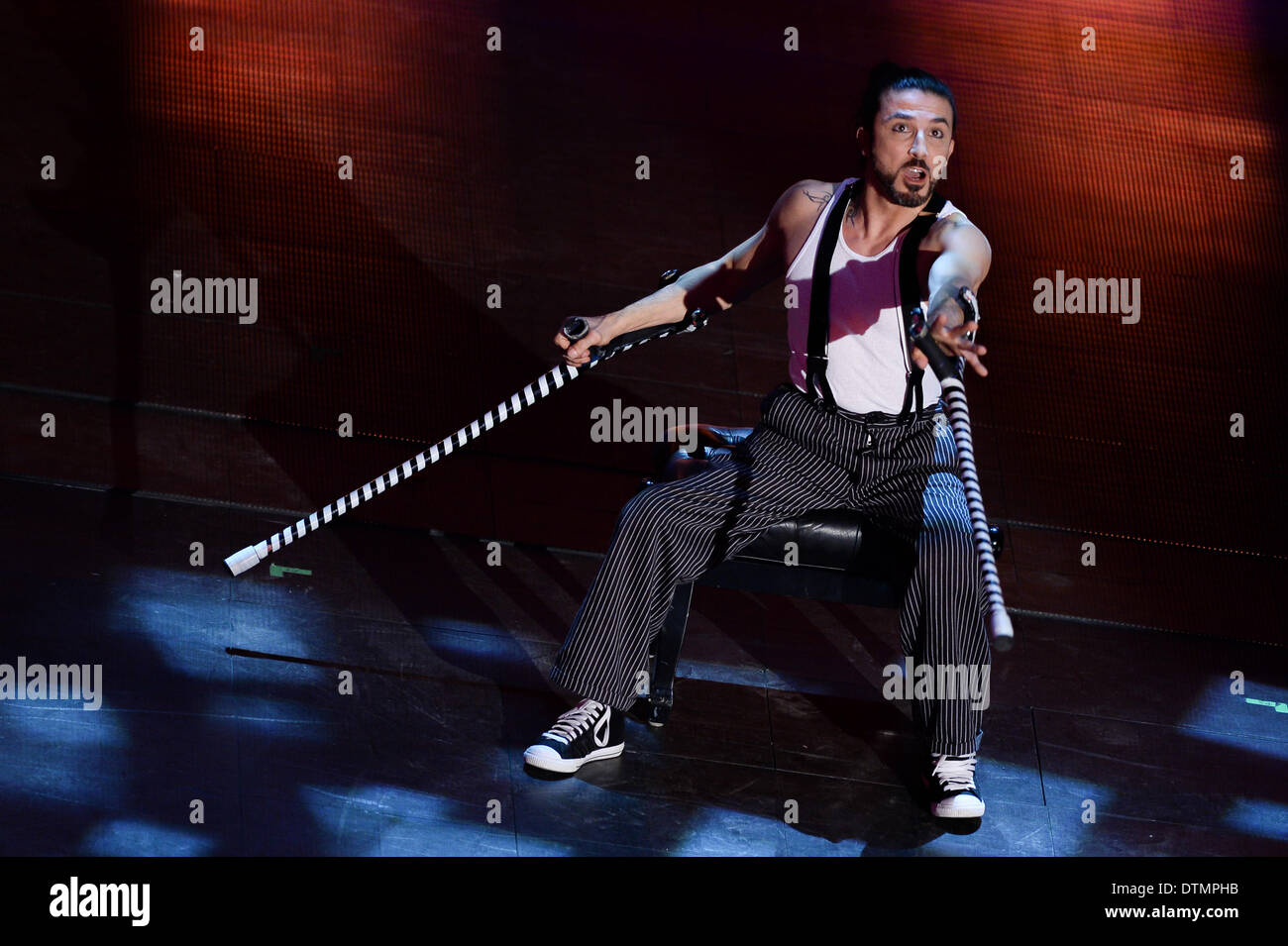 Sanremo, Italy. 20th Feb, 2014. Dergin Tokmak attend the third night of ...