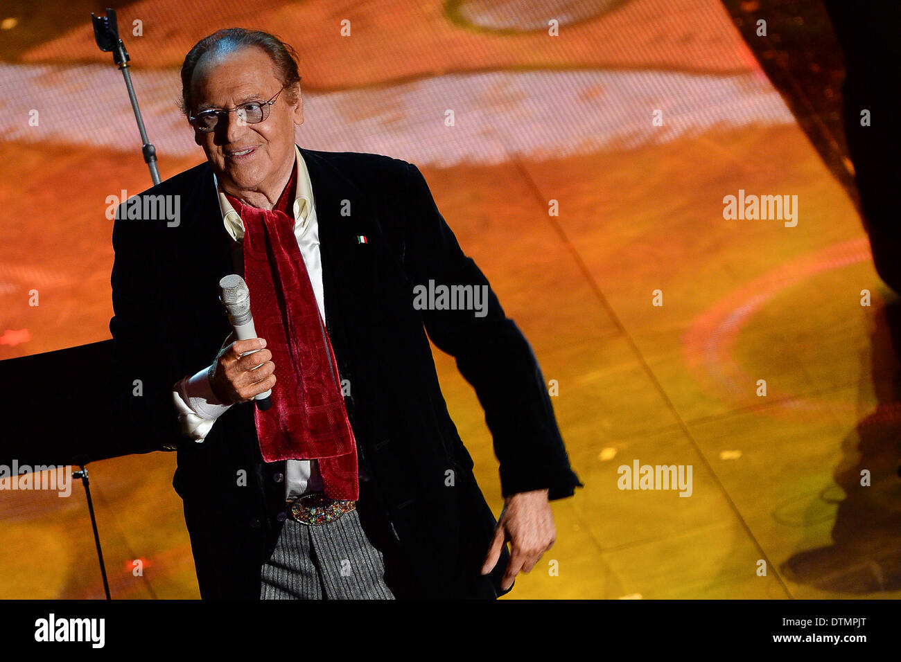 Sanremo, Italy. 20th Feb, 2014. Renzo Arbore attend the third night of ...