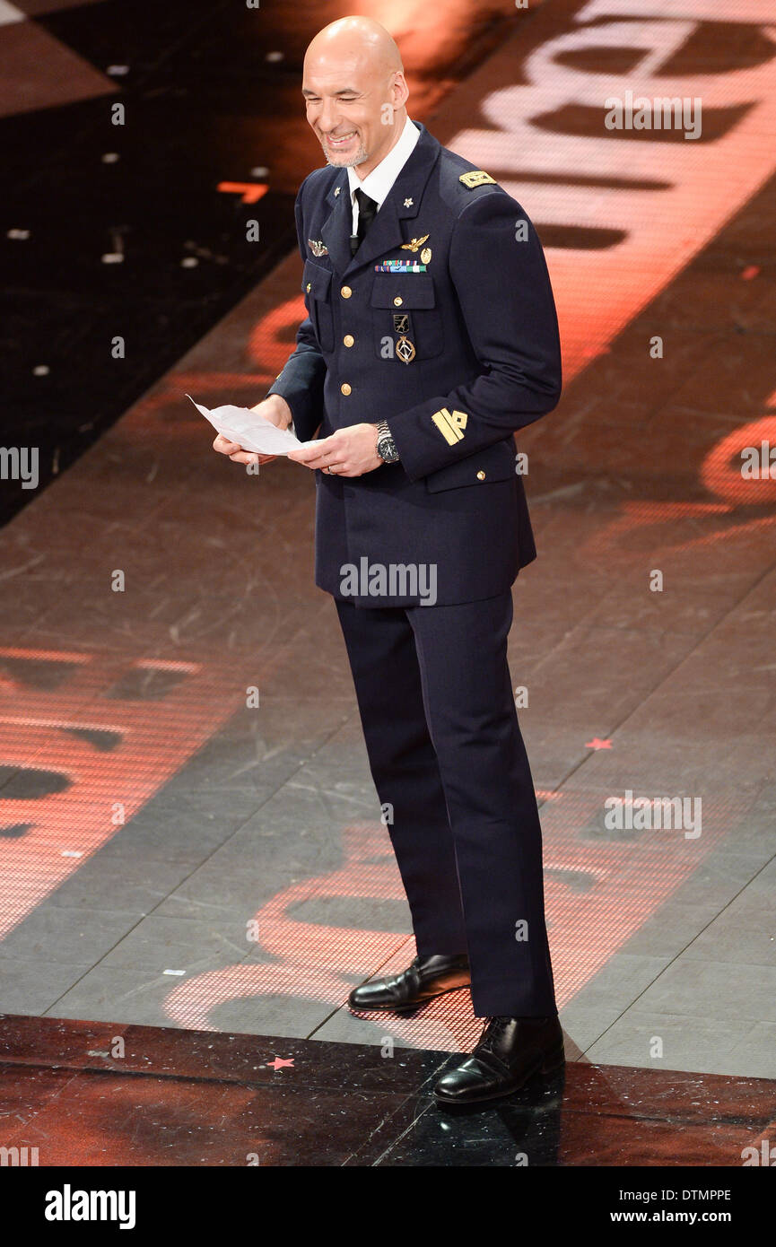 Sanremo, Italy. 21st Feb, 2014. Luca Parmitano attend the third night ...