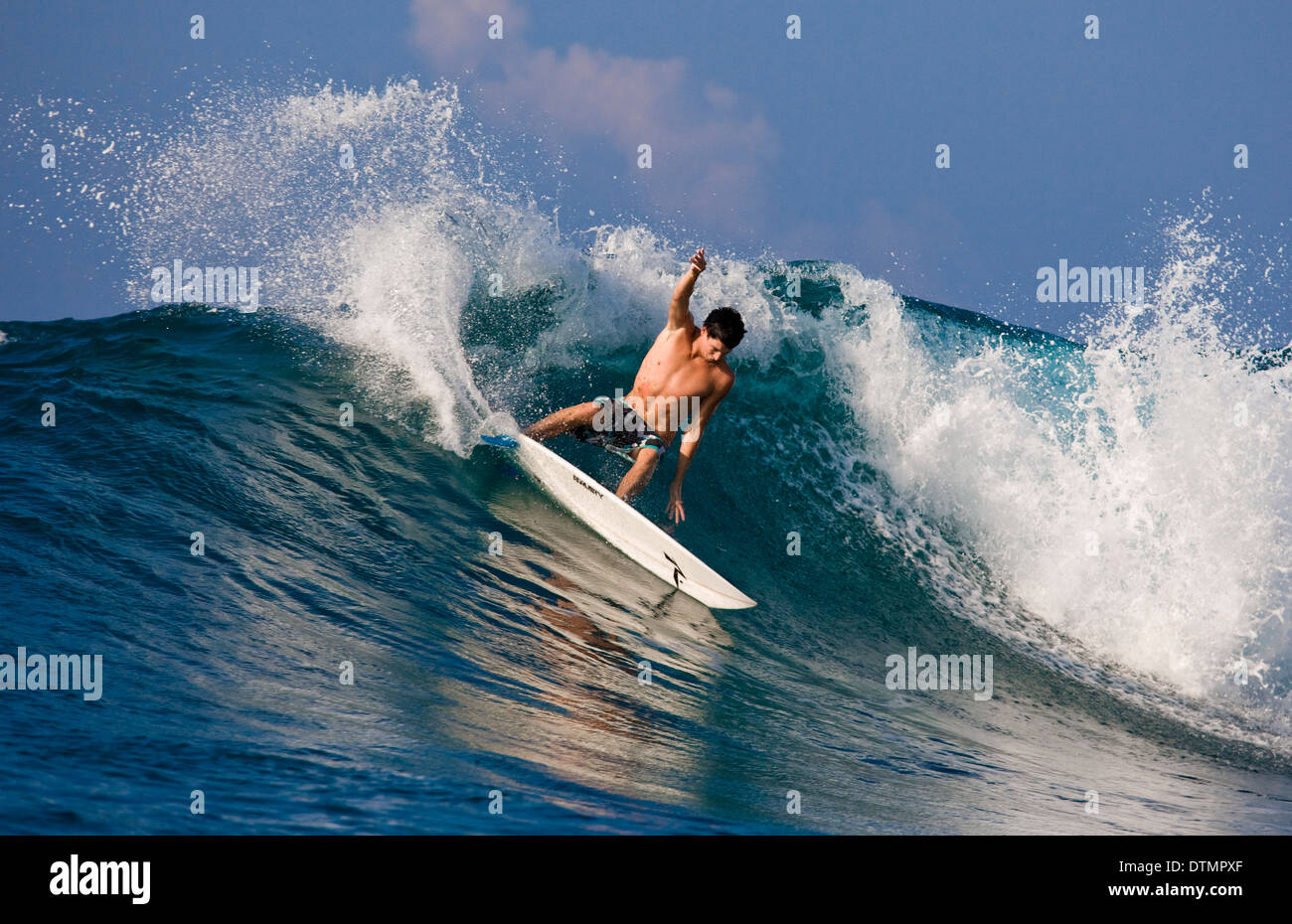 surfer on a surfboard riding a wave in the ocean sea water wave beach ...