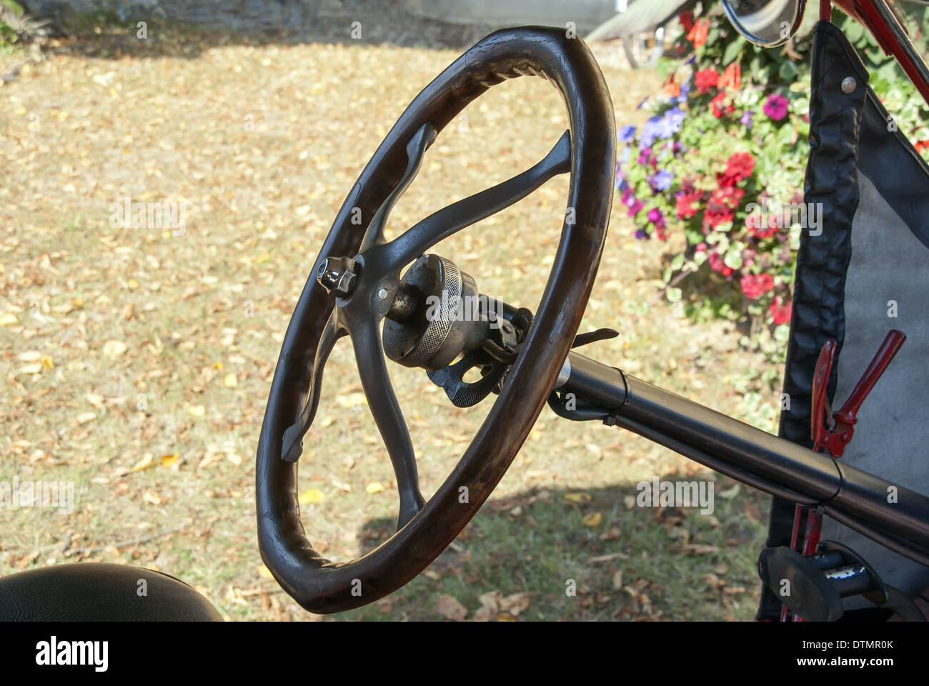 Oldtimer with Wood steering wheel Stock Photo - Alamy