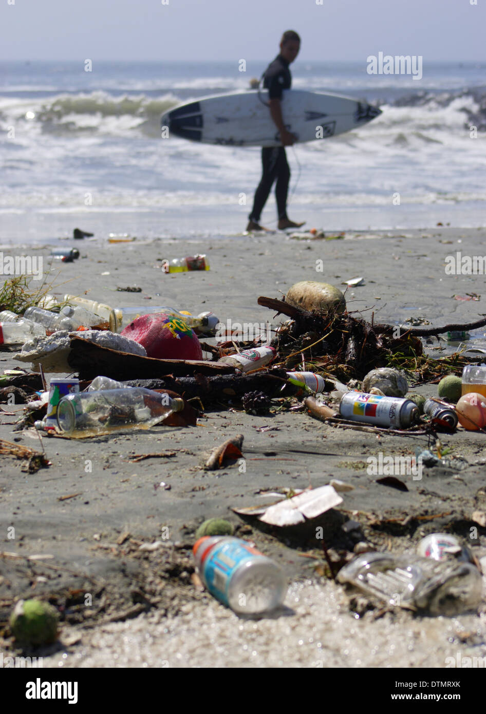 beach ocean sea water wave junk trash filth litter poor third world ...