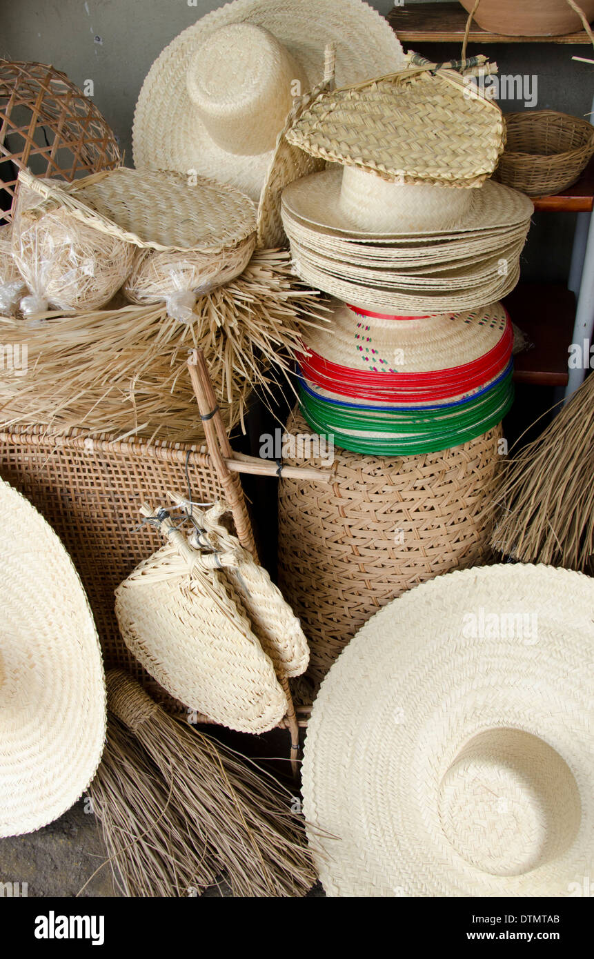 Brazil, Amazon, Manaus. Typical Brazilian souvenir straw handicrafts ...