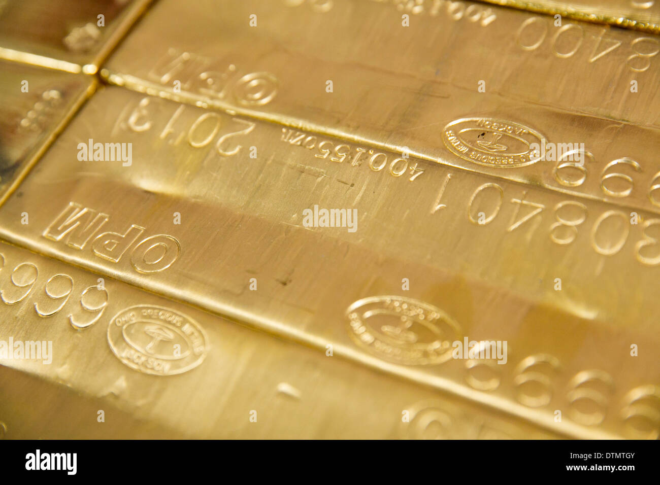 Bars of gold bullion owned by the U.S. Government at the West Point ...