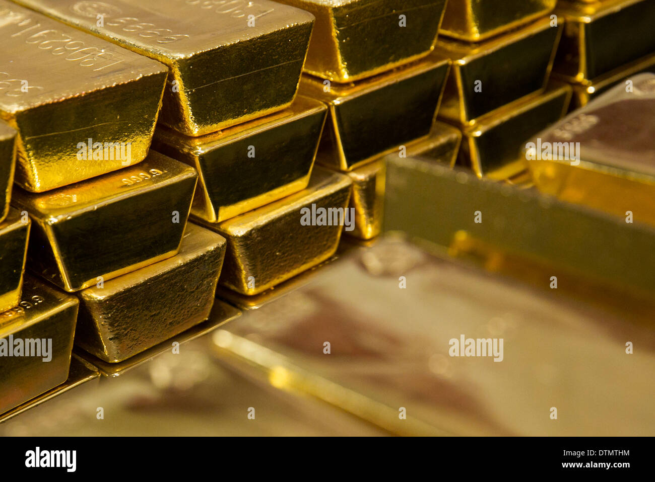 Bars of gold bullion owned by the U.S. Government at the West Point ...