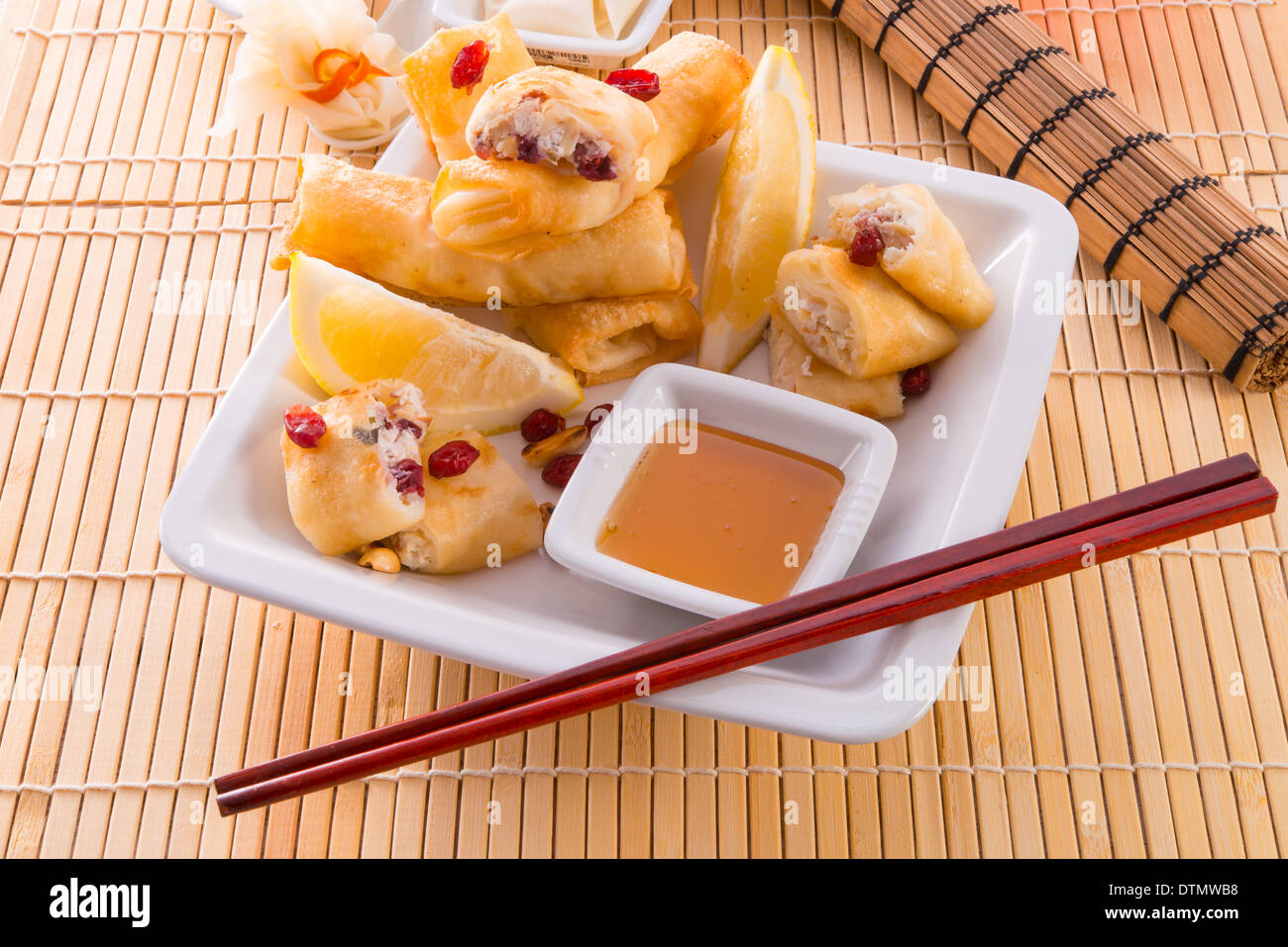 Sweet spring rolls Stock Photo - Alamy