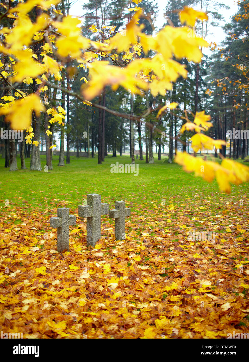 Three tombstone crosses Stock Photo - Alamy