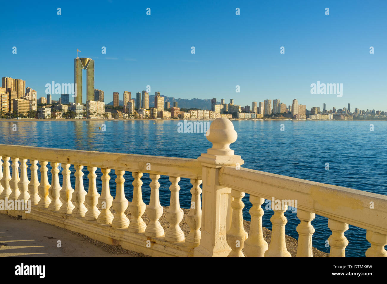 View of the sunny Mediterranean beach resort of Benidorm Stock Photo ...