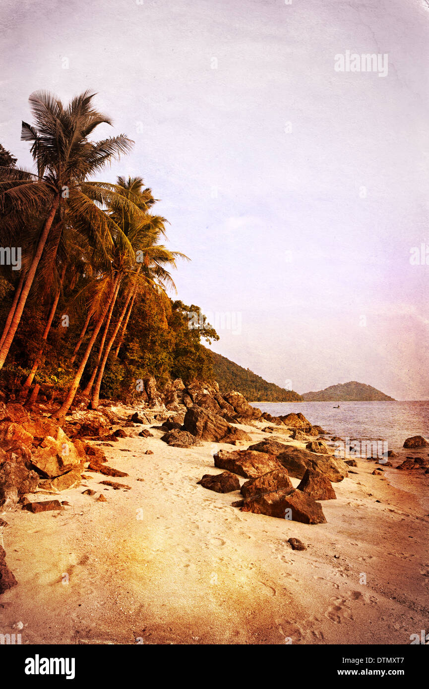 Vintage style image of tropical beach Stock Photo - Alamy